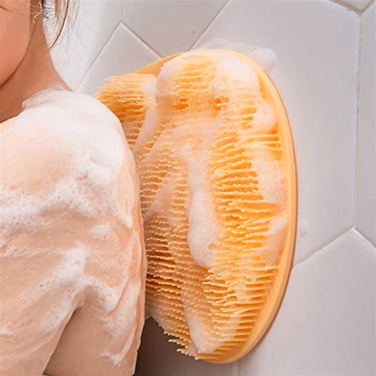 INGVY Dry Brushing Body Brush Reusable Shower Back Scraper Cleaning Brush Foot Wash Mat Multifunction Sucker Wall Mat Rub Foot Arms Body Bathing Tool (Color : Green)