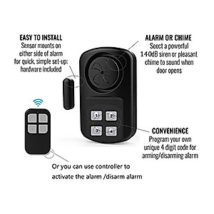 HENDUN Pool Gate Alarm Outdoor Wireless with Remote, 140db Loud, Waterproof Door Alarm Sensor, Kids Safety, Weatherproof Garage Fence Entry Chime (2 Pack)