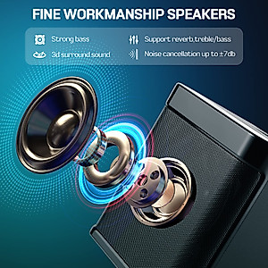 Wireless Karaoke Machine with 2 Microphones - Multifunctional Portable Mini Karaoke Machine, Karaoke Speaker Supports Bluetooth/USB/Aux/TF for Kids, Adults, Family, Party, Gift (Black)