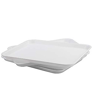 Inhouse White Plastic Serving Tray-Rectangular, 17.2"X13.5"X0.9" (4 Packs)