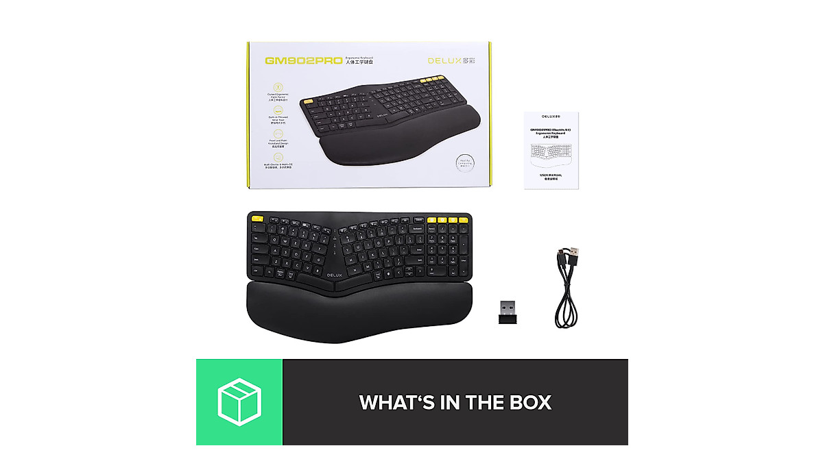 DeLUX Upgraded Ergonomic Wireless Ergo Split Keyboard with Backlit, 2 ...