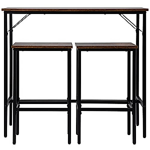 VEVOR 39" Bar Chairs Pub Table Set w/ 2 Stools, Brown