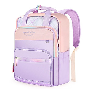 Ankuer Kids Backpack for Girls Elementary School Bag for Children Cute Kawaii Book Bag Travel Backpack Fits Up 15.6 Inch Laptop Backpack Casual Daypack for Women (Purple Pink)