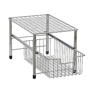 Household Essentials Silver 1237-1 Free Standing Pull Out Cabinet Organizer Shelf | Single, 16.5" Deep