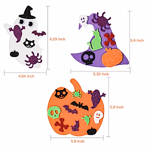 Max Fun 302PCS Halloween Crafts for Kids Foam Pumpkins Stickers Bulk, Ghost Witch Hat Halloween Decorations for Kids Party Favors Supplies Halloween Activities