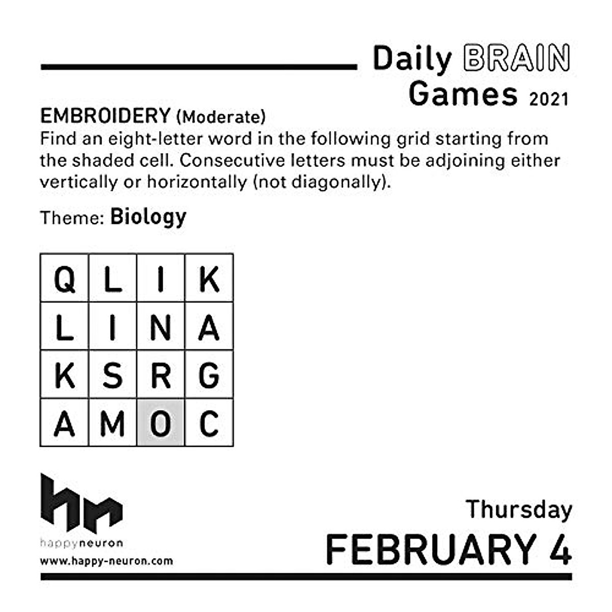 Daily Brain Games 2021 Day-to-Day Calendar