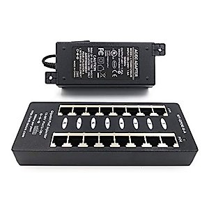 PoE Texas GPOE-8A-48v60w | 8 Port Gigabit Passive PoE Injector for PoE Cameras, IP Phones and WiFi Access Points | Includes 48 Volt 60 Watt Power Supply