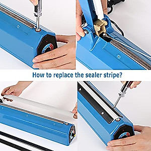 Yeler 8 Inch Impulse Heat Sealer Impulse Bag Sealer,Manual Poly Bag Heat Sealer Machine for Plastic Bags PE PP Bags with Extra Replace Element Grip