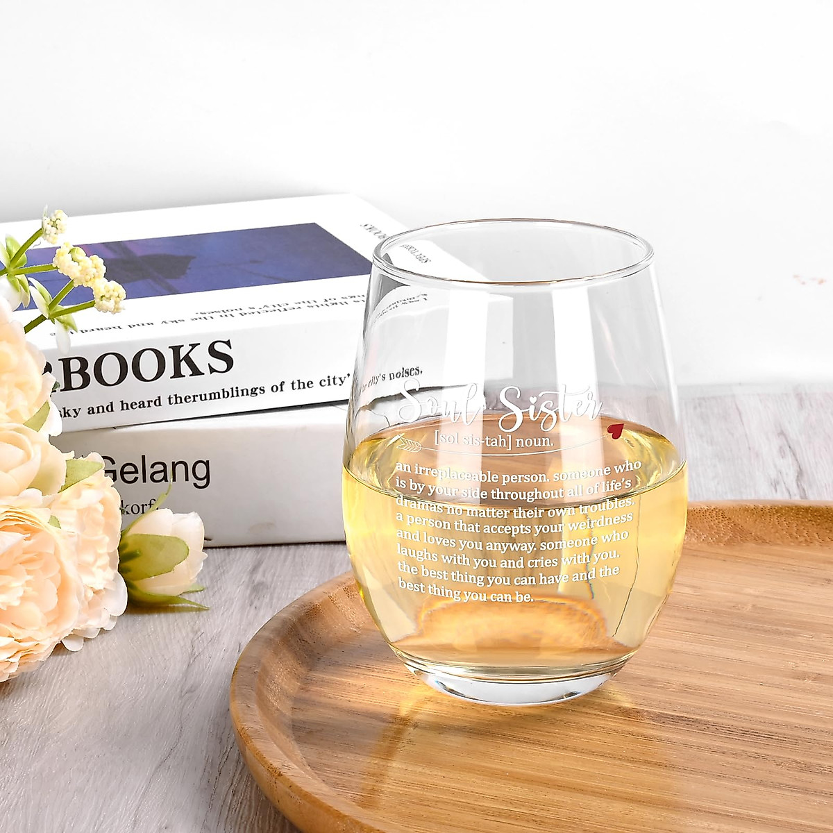 Futtumy 17 Oz Soul Sister Wine Glasses, Soul Sister Gifts for Women, Friend Gifts for Women, Gifts for Sister Best Friends, Friendship Gifts Christmas, Birthday Gifts for Bestie Female Friends BFF