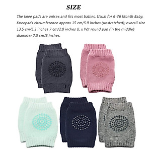 HoFire Baby Knee Pads, 5 Pairs Baby Crawling Anti-Slip Knee Pads,Unisex Baby Toddlers Elbow Kneepads Safety Protector Suitable for 0-36 Months