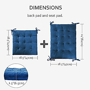 ELFJOY Solid Color Cozy Sanding Fabric Rocker Cushion Set - Chair Pads Set (Navy)