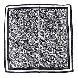 upeilxd 4Pcs Silk Head Scarves for Women Satin Hair Scarf 35”Large Square Bandana Silk Like Neck Scarf Shawl (Blue/Coffee/Beige/Black)