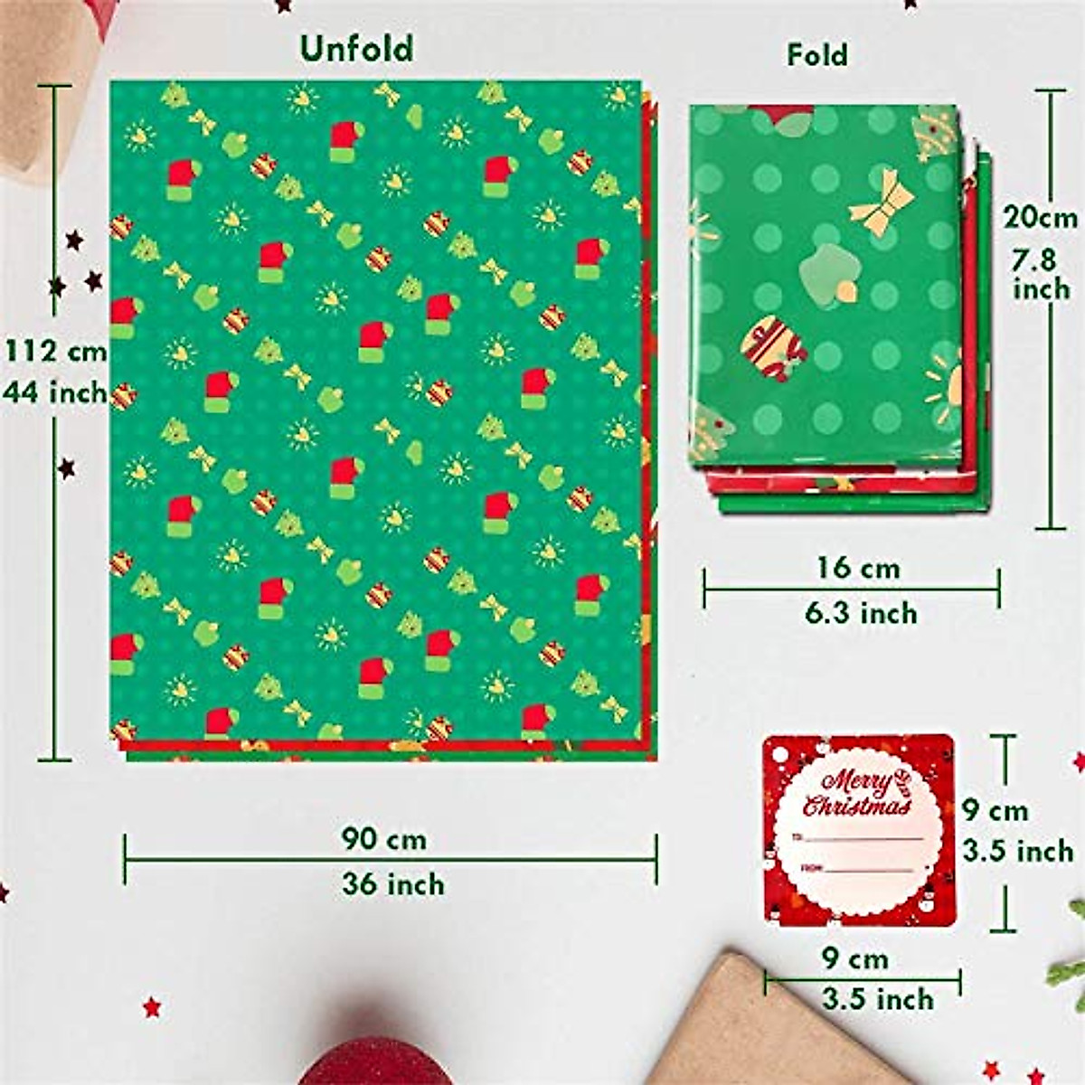 DLY Christmas large bag Jumbo Gift Bag，Christmas Giant Gift Bags extea-Large-Gift-Bag for Gifts - 36" x 44" Christmas Prints