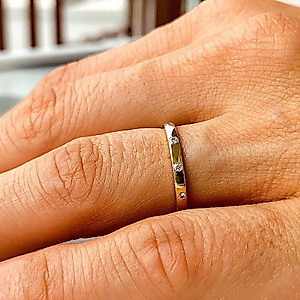 CTIEIP 10K 14K 18K Gold Real Natural Diamond Wedding Band for Women Diamond Accent Ring Anniversary Ring for Her (0.05 ctw, G-H Color, I2-I3 Clarity)