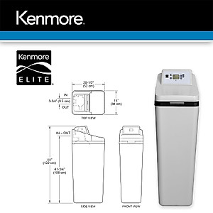Kenmore 520 31k Grain Water Softener NSF International Certified Minerals, Barium, Radium, and Chlorine Taste & Odor | Reduce Hard Water in Your Home | Fully Programmable, Easy Install 2-in-1 System