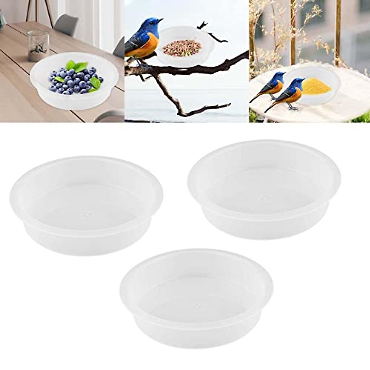 Baoblaze 3Pcs Plastic Birds Seed Feeder Birdbath Accessories Bird Feeding Station Tray