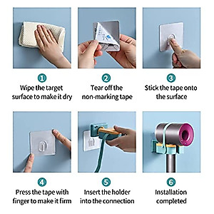 Hair Dryer Holder Wall Mounted, Rotatable Hair Dryer Holder No Drill Blow Dryer Holder Handsfree Adjustable Hair Dryer Stand Hairdryer Holder for Bathroom Wall Cabinet Door Hair Dryer Organizer