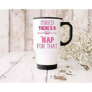 Rest & Relax Gift for Lazy Secretary, Coworkers' Surprise for the Boss - Sleeping 14 Oz White Stainless Steel Travel Mug