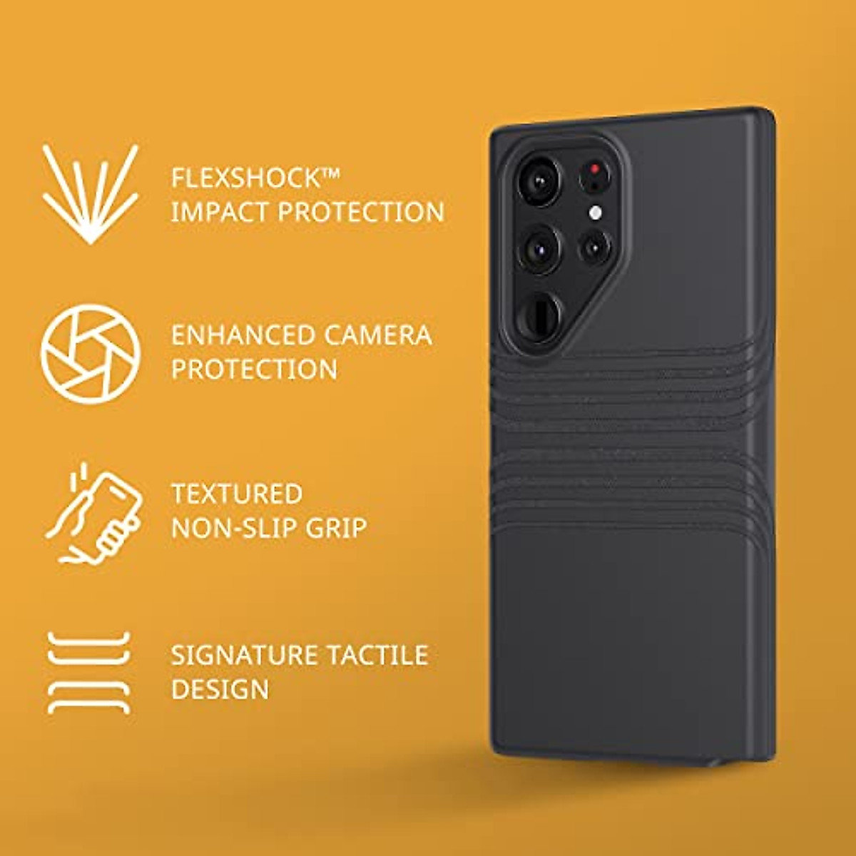 Tech21 Evo Tactile for Samsung Galaxy S23 Ultra - Black Military Grade Case with 16ft Drop Protection