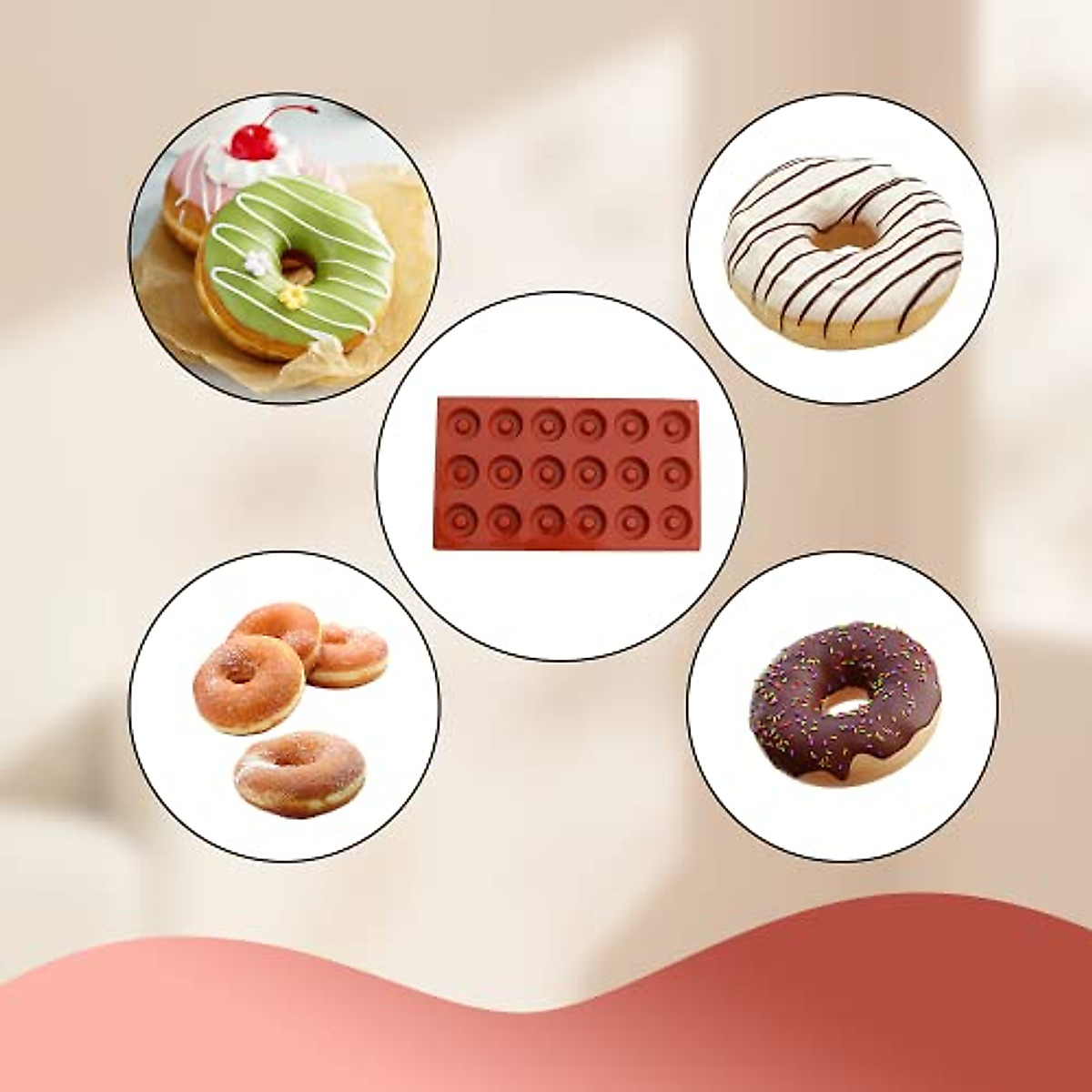 YMPEKA Donut Mold Silicone for Baking Mini Donut Pan 18 Cavity Doughnut Baking Mold Tray BPA Free and Dishwasher Safe, Non-stick Silicone Baking Pan for Making Muffin Cakes, Tart, Bread