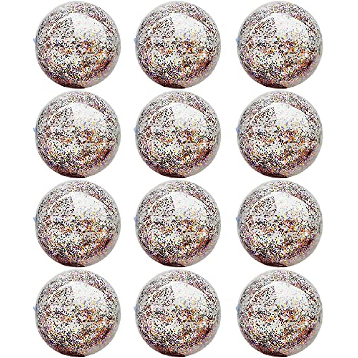 Inflatable Beach Balls Bulk Jumbo 16" Glitters Pool Toys Balls for Pool, Beach, Summer Pool Party - Swimming Pool Game Water Beach Toys Kid Party Favor Luau Decorations Blow Up Beach Ball (12 Pack)