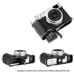 JJC Solid Metal Hand Grip Secure Handle Bracket for Fuji Fujifilm X100V X100F Camera(Not for X100VI), Anti-Slip Pads Design, Arca Swiss Quick Release Plate, Extra 1/4"-20 Tripod Hole & Hand Strap Hole