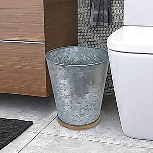 nu-steel CFT8H Confetti Collection Wastebasket Perfect for Home & Bathroom Accessories, Galvanised Sheet and Wood