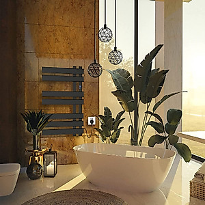 Electric Towel Rail, Bathroom Radiator, Wall Mounted Towel Warmer and Towel Dryer Made of Aluminium Alloy with Timer Temperature Control Anthracite, Black (Black) Beautiful Scenery