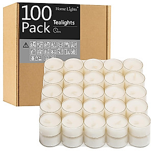 Tealight Candles, Giant 100,200,300 Bulk Packs, 4-4.5 Hrs White Unscented European Smokeless Clear Cup Tea Lights for Shabbat, Weddings, Christmas, Home Decorative- 100 Pack