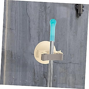 SHOWERORO 2pcs Mop Rack Bathroom Broom Mop Hook Utensil Adhesive Holder Mop Holder Tableware Hook Kitchen Hanging Hook Holder Bathroom Storage Rack Storage Shelves Mop Organizer White