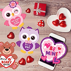 Valentine's Day Crafts Kits DIY Valentine Decorations Hanging Ornaments, Lanyards for Kids Family Entertainment Activities, 4 Styles (24 Sets)