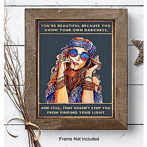 Motivational Wall Decor for Women - Positive Quotes Boho-chic Wall Art - Hippie Poster - Encouragement Gifts for Women BFF Teen Girls - Women's empowerment Wall Art - Inspirational Art - UNFRAMED 8X10