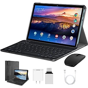 AOYODKG 2023 Newest Tablet with Keyboard 10 Inch, Android Tablet Newest Octa-core Processor, 64GB ROM + 4GB RAM Storage, 256GB Expandable, 2 in 1 Tablet with WiFi, GPS, 1920x1200 HD Display -Black