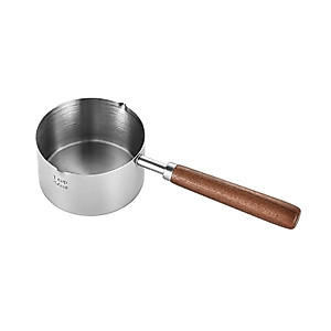 Stainless Steel Mini Frying Pan Household Hot Oil Pan Boiled Eggs Hot Chocolate Hot Milk Pot Household Multi-purpose Pot Milk Steaming Milk Frothing Latte Art Milk Warmer for Stove Top (250ML)