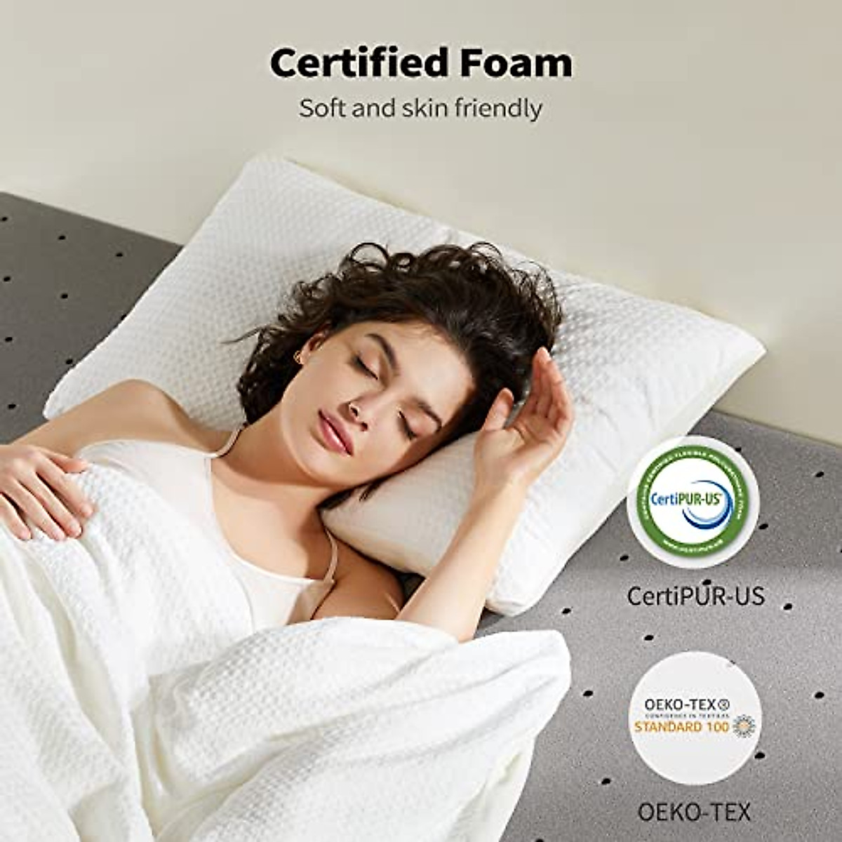 PERLECARE 3 Inch Mattress Topper Queen, Memory Foam Mattress Topper for Cooling Sleep, Bamboo Charcoal Infusion for Odor Absorption, CertiPUR-US Certified