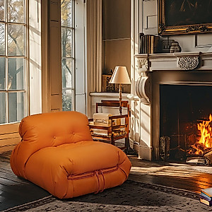 OTDMEL Soriana Fireside Chair, Mid Century Modern Unique Design Floor Sofa Chairs, with Generous Upholstery and Quilted Effect, Armless Bean Bag Chairs for Living Room, Office, Bedroom, Lounge