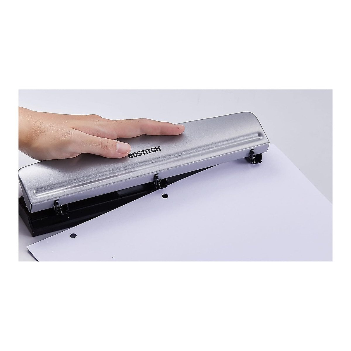 Bostitch Office 3 Hole Punch, 12 Sheet Capacity, All-Metal, Silver