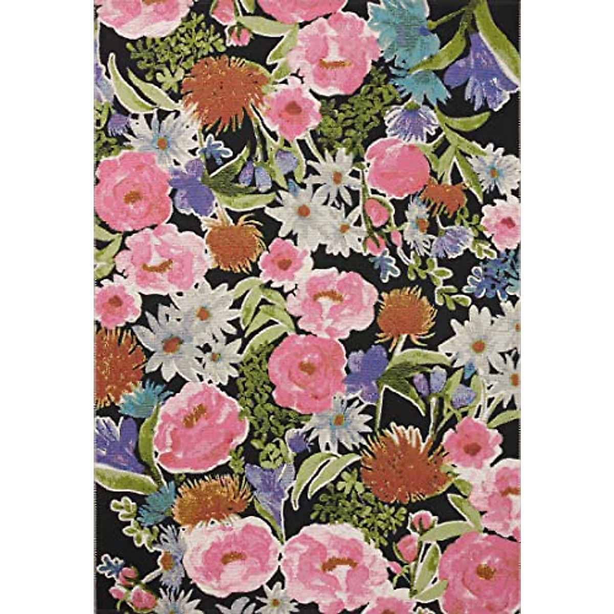 Loloi II Botanical Collection BOT-01 Black/Multi, Indoor/Outdoor 6'-7" x 9'-4" Area Rug