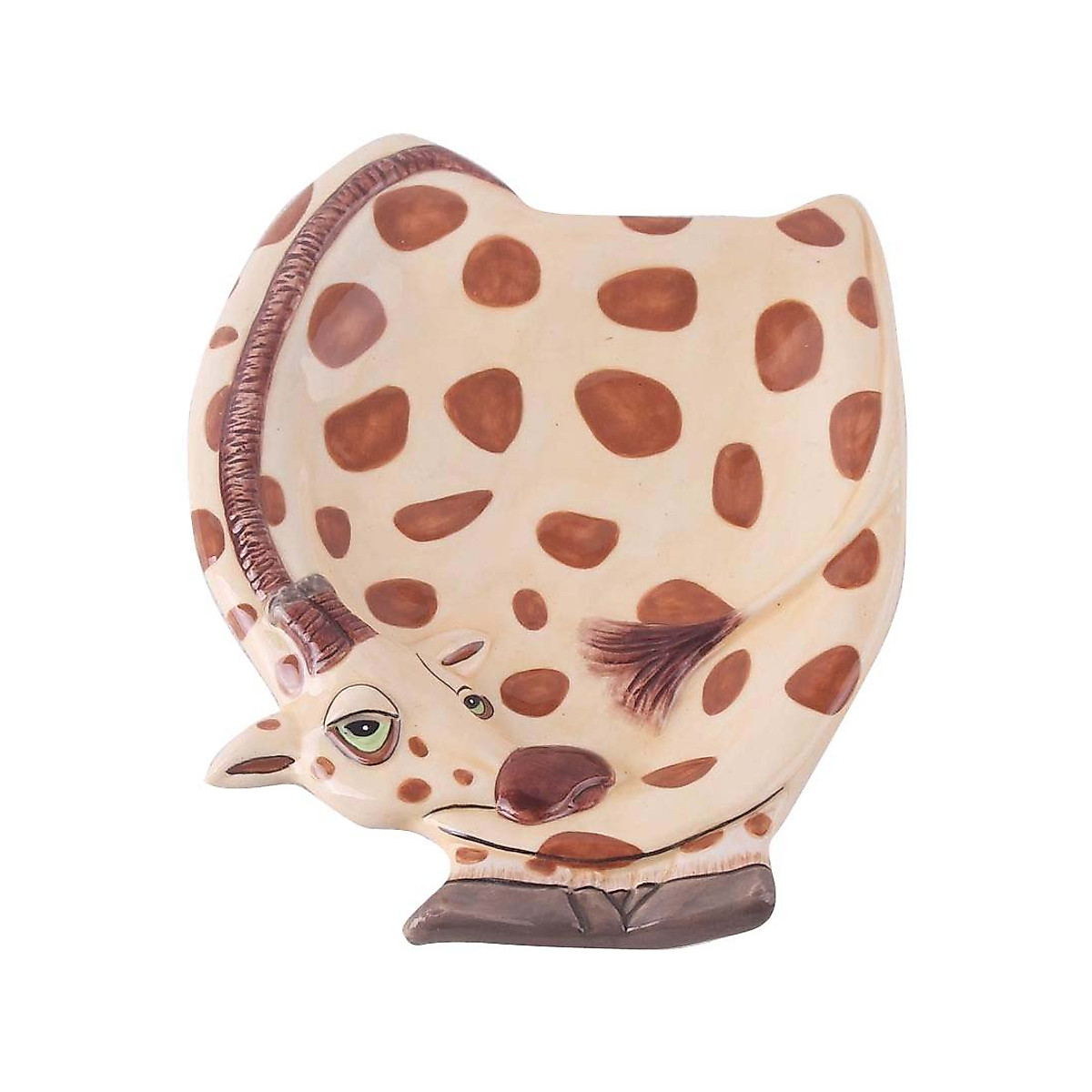 Blue Sky Ceramic 7"X4.5"X1" Giraffe Spoon Rest, Multi Color