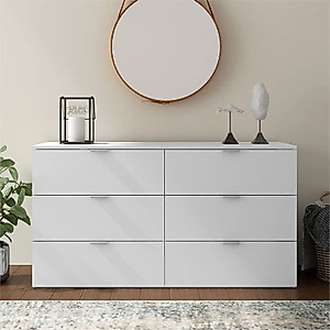 BOWERY HILL 6-Drawer Modern Wood Bedroom Dresser in Matte White