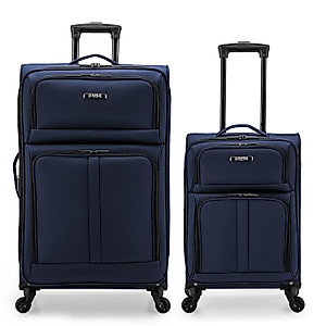 U.S. Traveler Anzio Softside Expandable Spinner Luggage, Navy, 2-Piece Set (22/30)