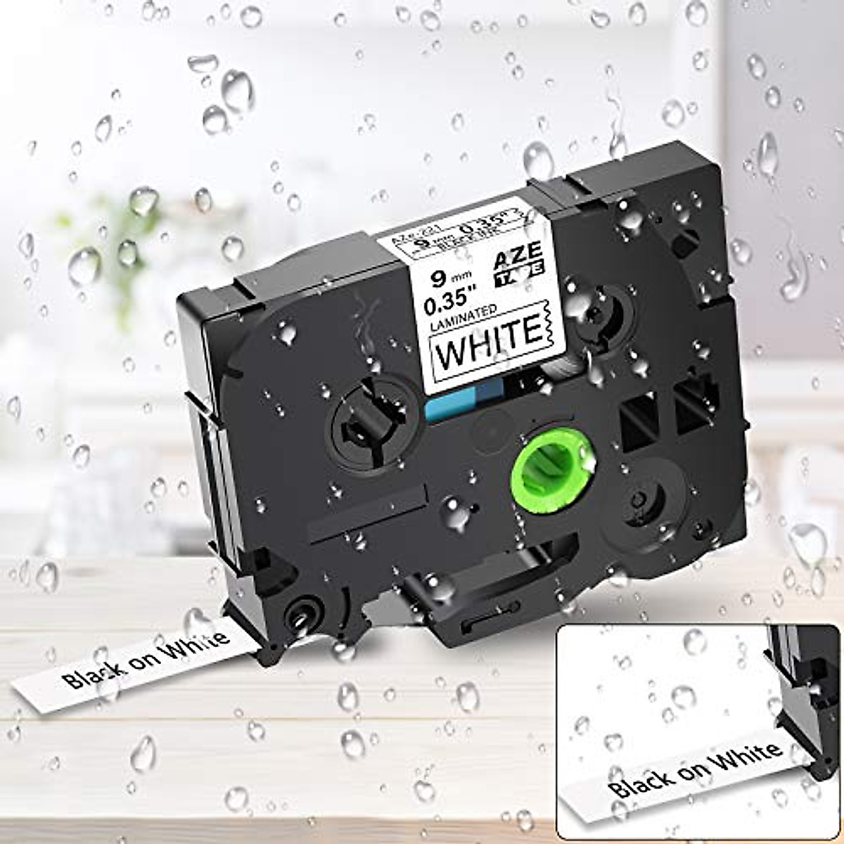 GREENCYCLE 3 PK Black on White Label Tape Compatible for Brother TZe-221 TZ 221 TZe221 TZe 221 Ptouch 9mm 8m 26.2ft PT1130 PT1160 PT1170 PT1700 PT1750 PT1760 PT530 PT550
