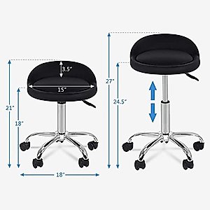 BBBuy Adjustable Relief Hydraulic Massage Stool Facial Spa Tattoo Beauty Rolling Bar Stools Swivel Hydraulic Chair with Back Rest (Black/White)