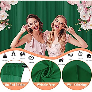 Emerald Green Backdrop Curtains 10FTx10FT 2 Panels Chiffon Fabric Wedding Drapes Semi Sheer Curtains for Backdrop Baby Shower Background Photography Backdrop Drapes for Arch Party Birthday Decoraions