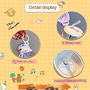HACODAN Kawaii Straw Bottle with Strap Cute Cartoon Water Bottles with Stickers for Women Juice Coffee 23oz 700ML (Blue)