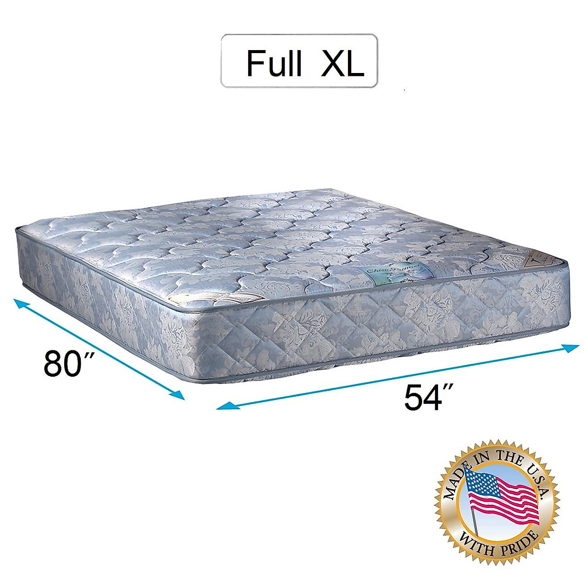 Dream Solutions USA Chiro Premier Double-Sided Orthopedic (Blue Color) Full XL Mattress Only with Mattress Cover Protector Included - Fully Assembled, Innerspring coils, Long Lasting