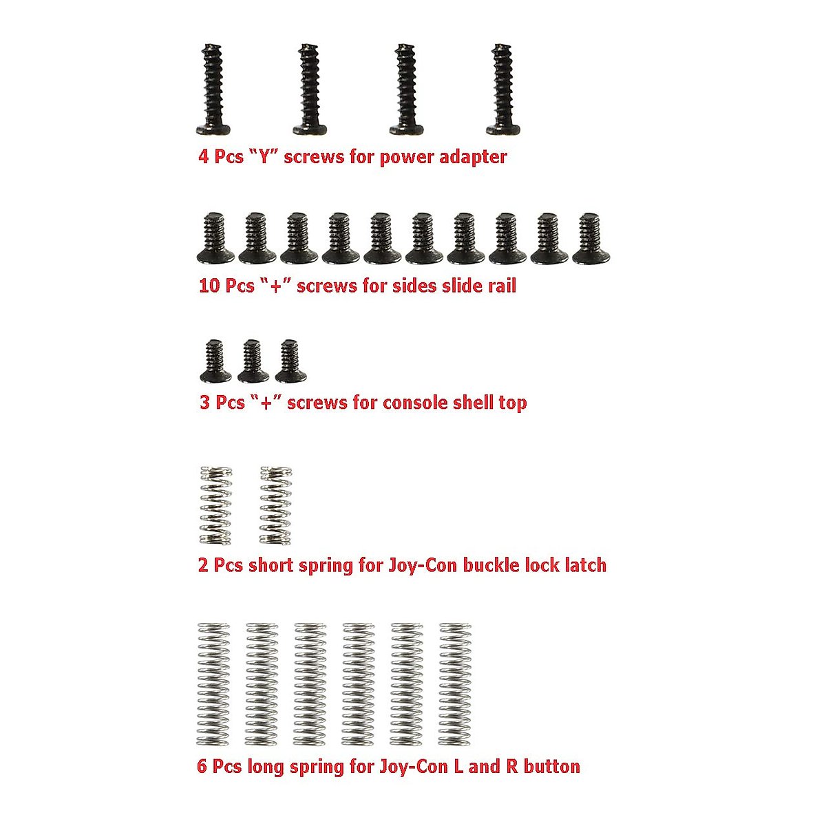 CM Replacement Screws Set Button Spring Set Repair Kit Replacement Set for Nintendo Switch Console, Compatible with Joy Con Controller