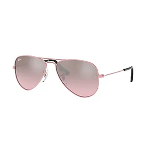 Ray-Ban Junior Kids' Aviator RJ9506S 211/7E 52MM Pink/Pink Mirror Silver Gradient Aviator Sunglasses for Boys for Girls + BUNDLE With Designer iWear Eyewear Kit