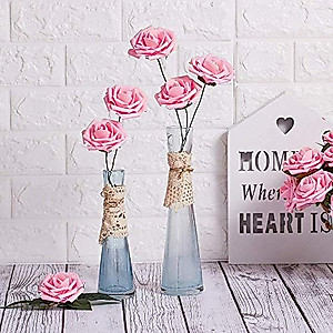 MACTING 2 Dozens 3.5 Inch Feeding Bottle Candy Box with 5 Pcs Artificial Flower Rose for Baby Shower Favor Gift Decoration (Pink)