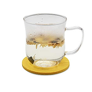 Meffort Inc Set of 10 Felt Coaster Set with Holder, Table Coasters for Drinks, Absorbent & Protect Furniture & Table - Yellow